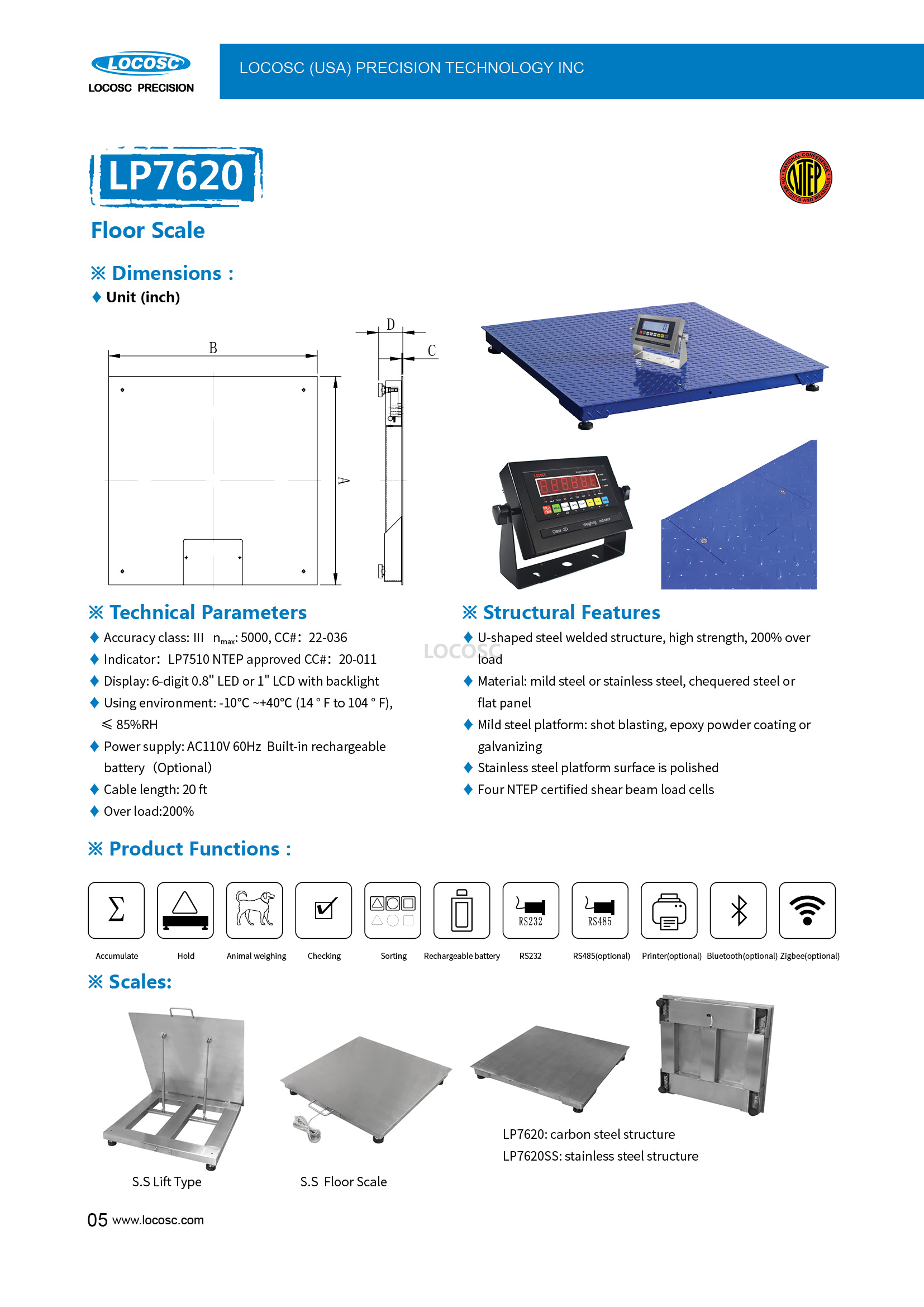 LP7620 High Resolution Floor Scales - Buy high resolution platform ...
